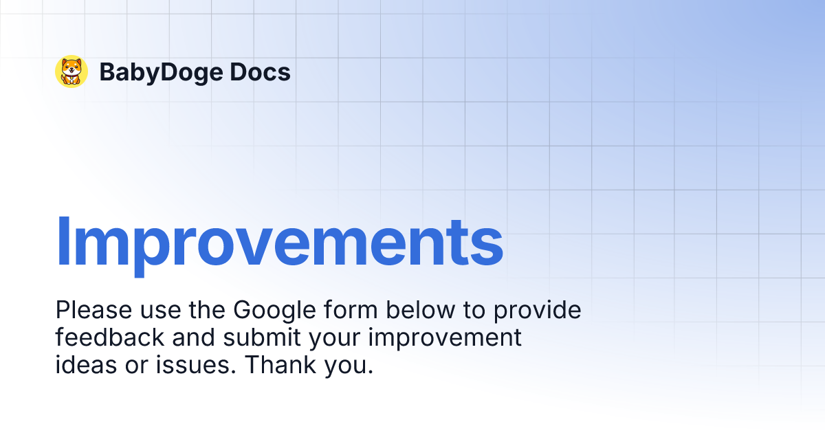 Improvements | BabyDoge Docs